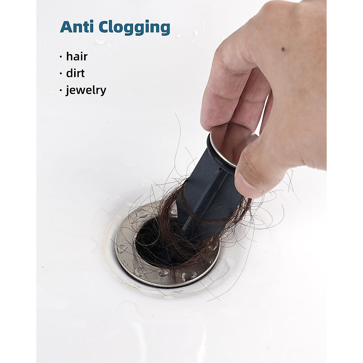 Bathroom Sink Drain with Lift Rod, Pop Up Sink Drain with Overflow, Brushed Nickel Drain Stopper for Vessel Sink, Assembly for Bathroom Faucet