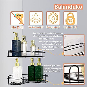 BALANDUKO Corner Shower Caddy Shelf with Adhesive Hooks, Corner Shower Shelves Shampoo Holder Bathroom Shower Shelfs, Stainless Steel Shower Caddy Corner for Bathroom Kitchen Dorm Bedroom, 2 Pack