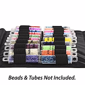 The Beadsmith Bead Tube Tower – Mini Storage Unit – 6.5 inches, Folds Easily for Storage or Travel – Holds Large and Small Bead Tubes – Clear Zippered Pouch …