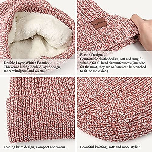 Womens Beanies for Winter Thermal: Cute Red Beanie with Thick Lining Warm Soft Slouchy Winter Hat Skull Cap Christmas Stocking Stuffers Valentines Day Gifts