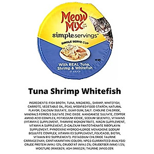 ILC Buy Meow Mix Simple Servings Variety Bundle| 6 Flavors,(2) Each: Chicken Turkey, Tuna Whitefish, Chicken Beef, Tuna Salmon, Chicken Breast, Tuna Shrimp (1.3 OZ) Plus Foam cat Toy Ball Magnet.
