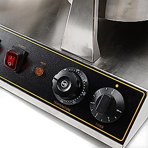 Commercial Dual-Head Rotating Non-Stick Round Belgian Waffle Maker - 1500W 7 Inch Stainless Steel Waffle Iron Machine for Restaurant or Bakery - Temperature and Time Control, 110V