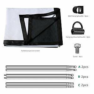 Portable Projector Screen 120 inch with Combined Pole Frame Black Backing Silver Foldable Projection Screen