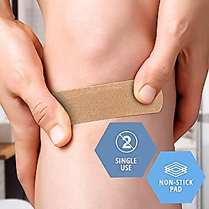 MED PRIDE Sterile Fabric Adhesive Bandages [100 Count]- First Aid Bandages Coated with Hypoallergenic Adhesive & Non-Stick Pad- Latex-Rubber Free Wound Care Bandages- Individual Wrapped- 3/4'' x 3''