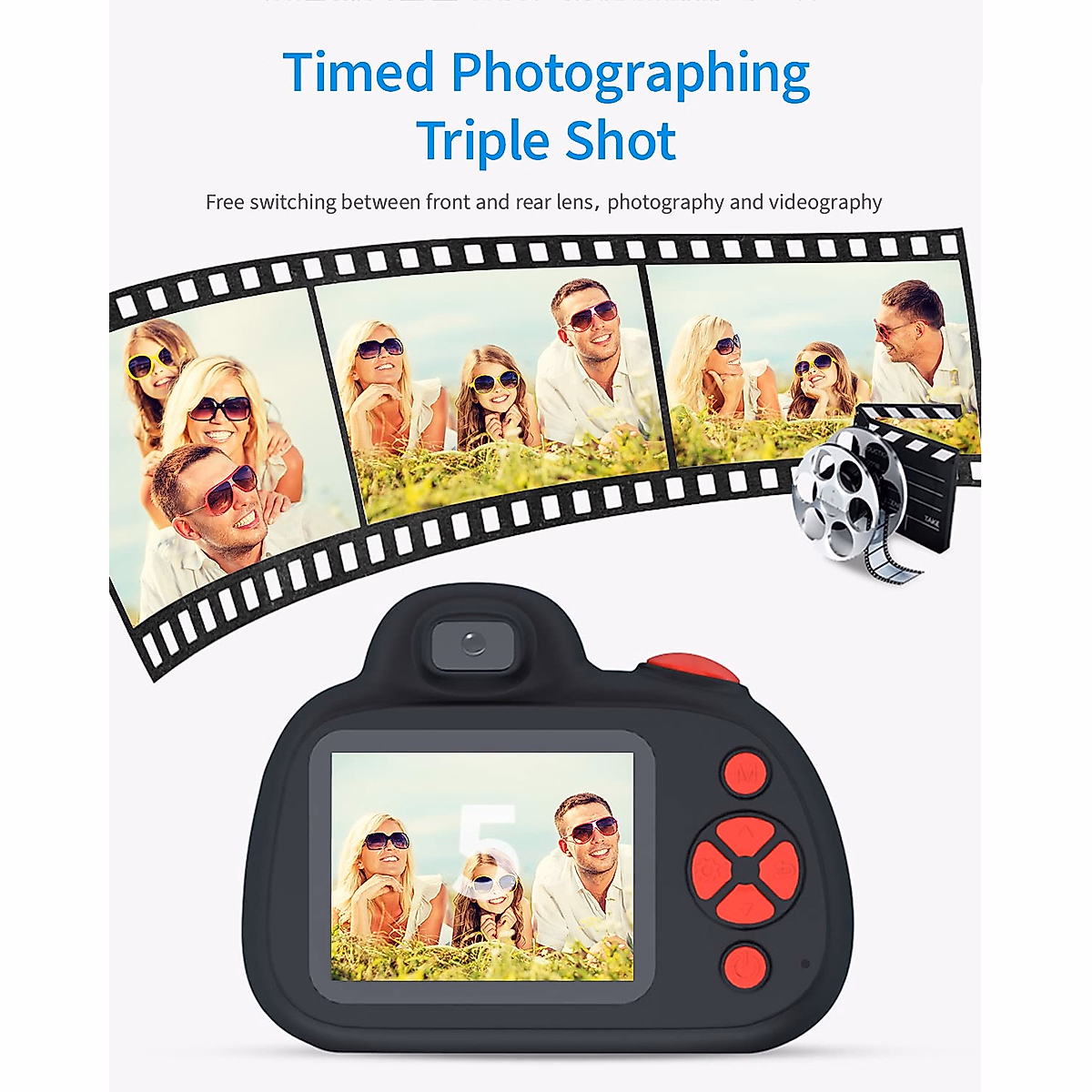 MOREXIMI Kids Camera, Digital Camera for Kids 3-8 Year Old, Birthday, Toys for Girls, 2.4" IPS Screen, Video Camcorder with Flash, 32G Card Included, Perfect Size (Black)