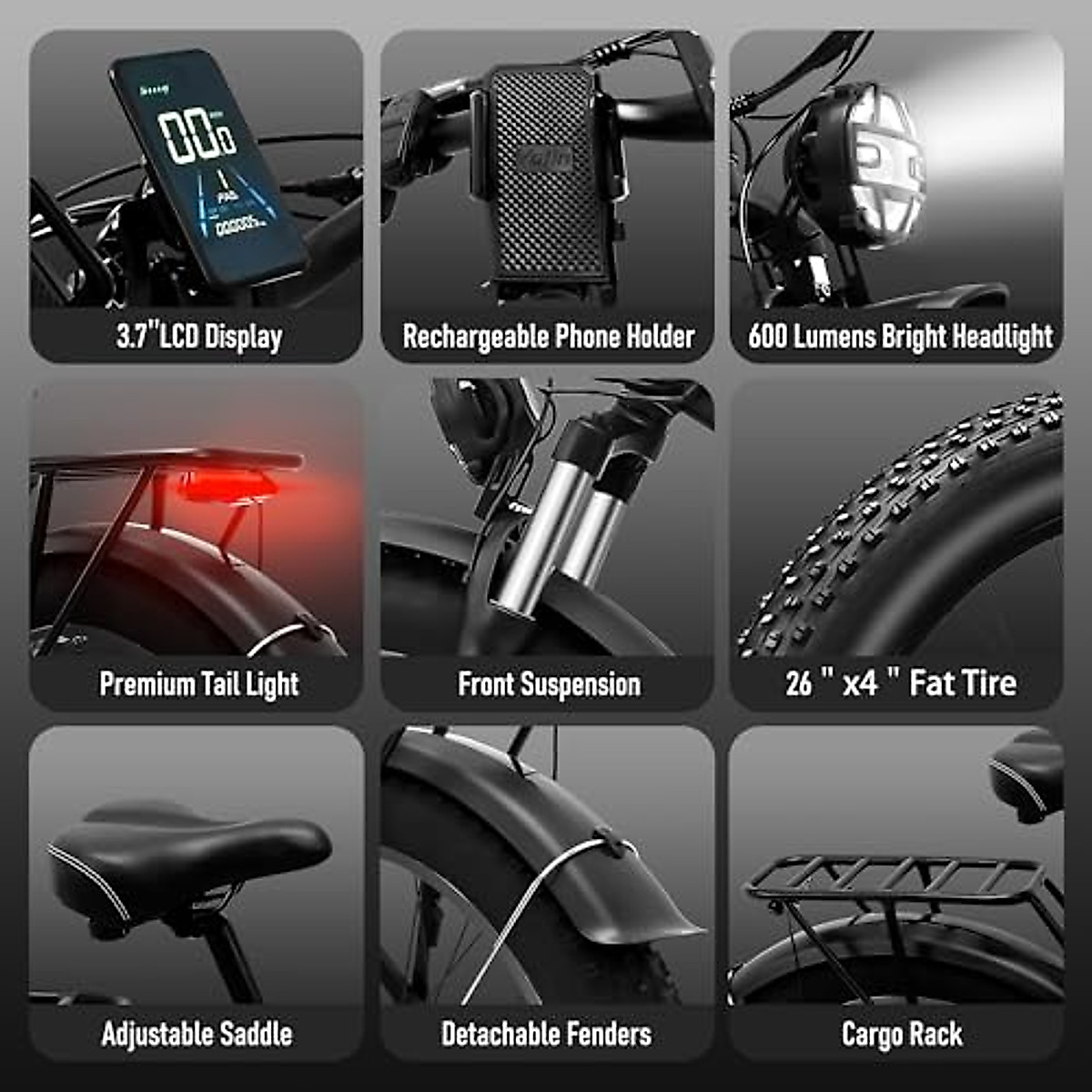 Dakeya Da06 Electric Bike for Adults,Dual Motor Ebike AWD 2000W,21-Speed 35MPH Mountain Snow Ebike with Removable 52V 23AH Battery,26" x 4.0 Fat Tire E-Bike with High-Capacity Cycling Pannier Bag