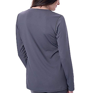 Arctic Cool Women's V-Neck Instant Cooling Moisture Wicking Performance UPF 50+ Long Sleeve Shirt | Lightweight Breathable Top for Running, Workout, Exercise, Fishing, Storm Grey, XL