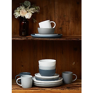 Famiware Dawn Plates and Bowls Sets, 12 Pieces Stoneware Dinnerware Sets, Dishes Set for 4, Microwave and Dishwasher Safe, Multi-color