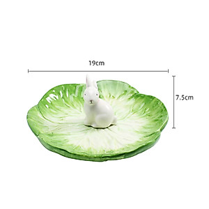 Housoutil Cabbage for Shaped Easter Porcelain Multipurpose Dessert Snack Mixing Design Snacks Tray Serving Bowl Party Display Chinese Salad Kids Green Dinner Plate Seasoning Round Fruit