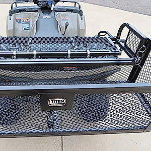 Titan Ramps ATV UTV Universal Rear Drop Cargo Basket Rack Hunting, Fishing, Trail Maintenance, Easy to Install