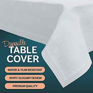 HOUZZKINGZ USA Paper Tablecloths for Rectangle Tables | 54” X 108” – 4 Pack | White Paper Disposable Tablecloth | 3-Ply Premium Paper & Plastic Table Cloths for Parties Disposable