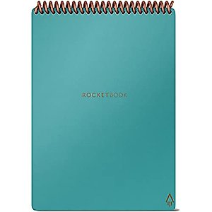 Rocketbook Flip Smart Reusable Executive Size Notepad, 6" x 8-4/5", 1 Subject, Dot-Grid and Line Ruled, 18 Sheets, Teal