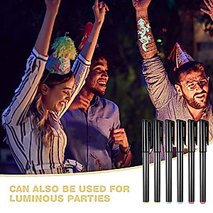 6 Pieces Light Ink Pen Invisible Ink Marker Disappearing Ink Secret Pen with 6 Pieces Mini UV LED Keychain Flashlight Marker Keychain for Secret Notes Money Identify (Black)