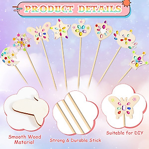 Roowest 24 Pcs Wood Princess Wands Magic Stick Unfinished Wooden Fairy Wands DIY Princess Craft Make Your Own Magical Wands for Girl School Costume