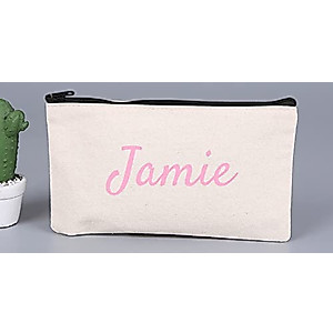 AIPNIS Personalized Name Canvas Zipper Pouch,Custom Craft Bag Canvas Pen Case Makeup Bags,Canvas Pencil Bag Cotton Canvas Cosmetic Bag Multi-Purpose Travel Cosmetic Bag