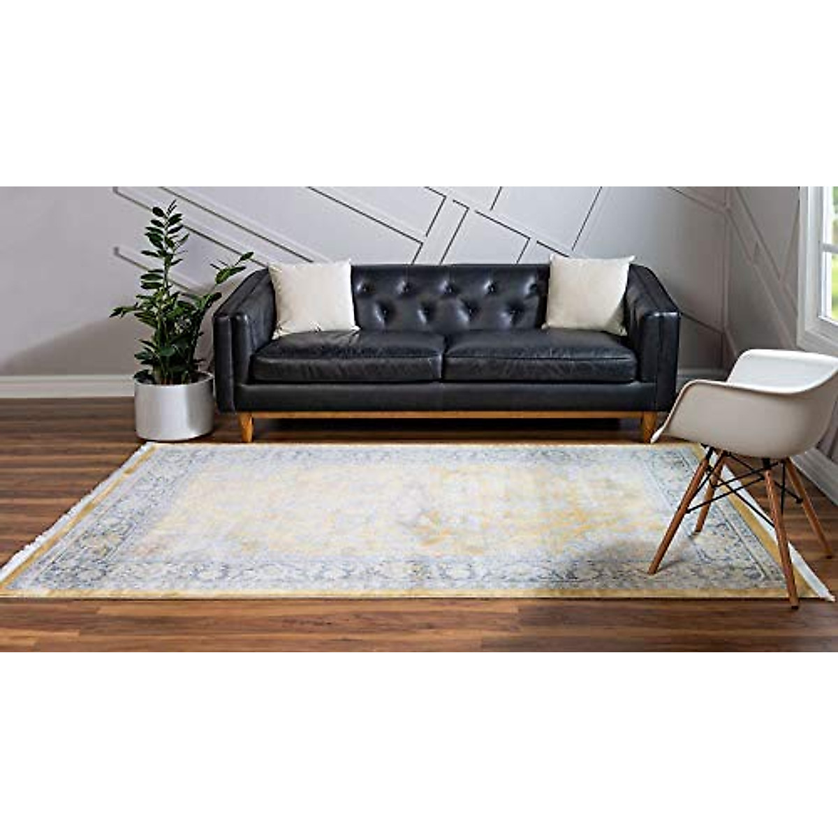 Unique Loom Baracoa Collection Area Rug - Prado (5' 5" x 8' Rectangle, Yellow/ Ivory)