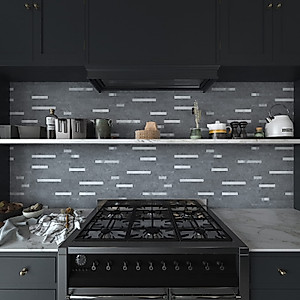 Art3d 10-Sheet Peel and Stick Grey Marble Backsplash Tile for Kitchen Bathroom