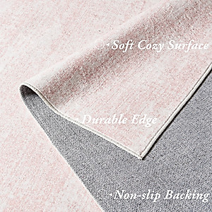 BILEEHOME Light Pink Rug 5x7 for Nursery Bedroom,Abstract Cute Modern Washable Boho Area Rugs for Girls Room,Blush