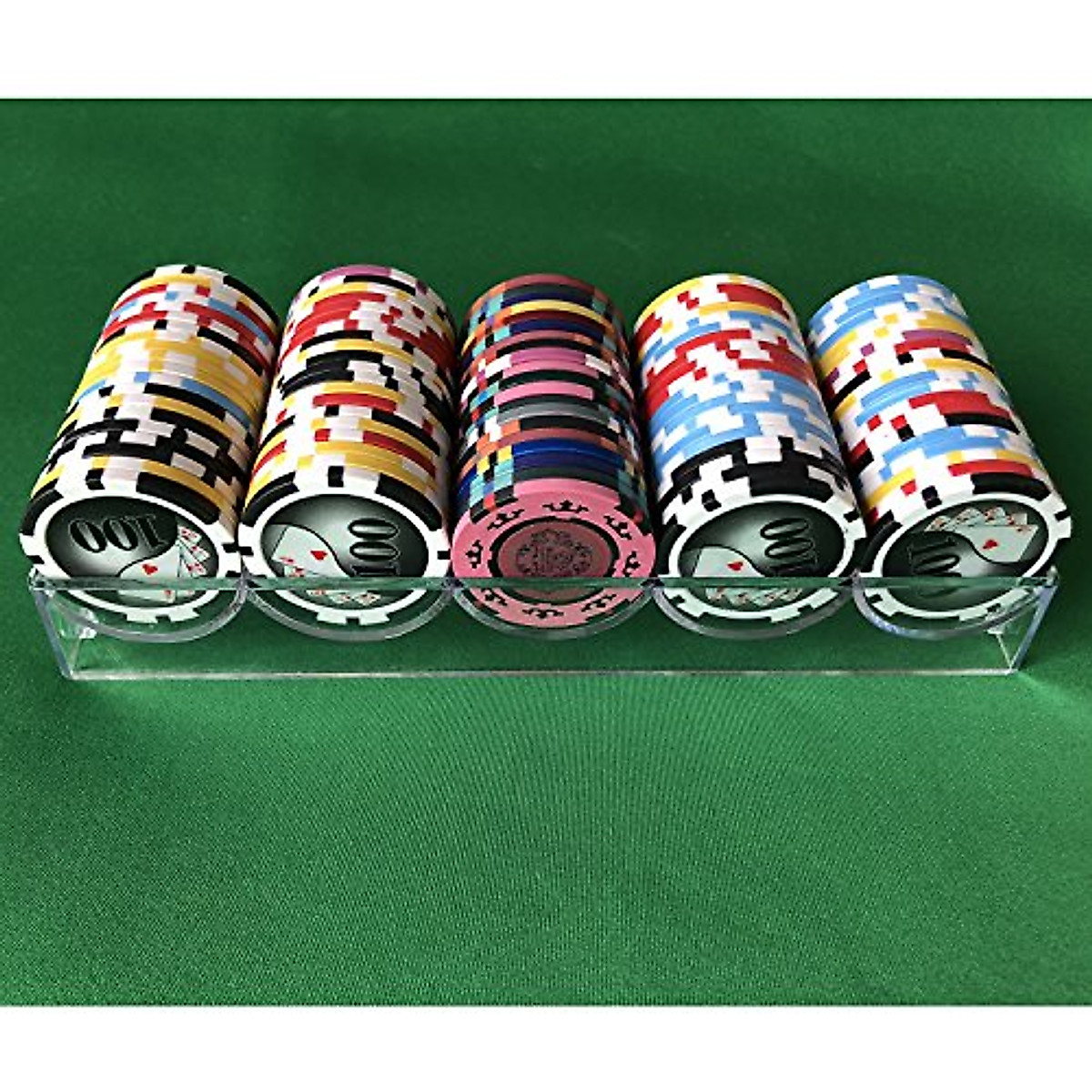 Yuanhe 1000 Chip Clear Acrylic Poker Chip Carrier-Includes 10 Chip Racks