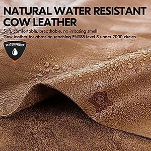 Vgo... 1-Pair Safety Leather Work Gloves, Mechanics Gloves, Anti-Vibration Gloves,Water Resistant, Medium Duty (Size L, Brown, CA9765WP)