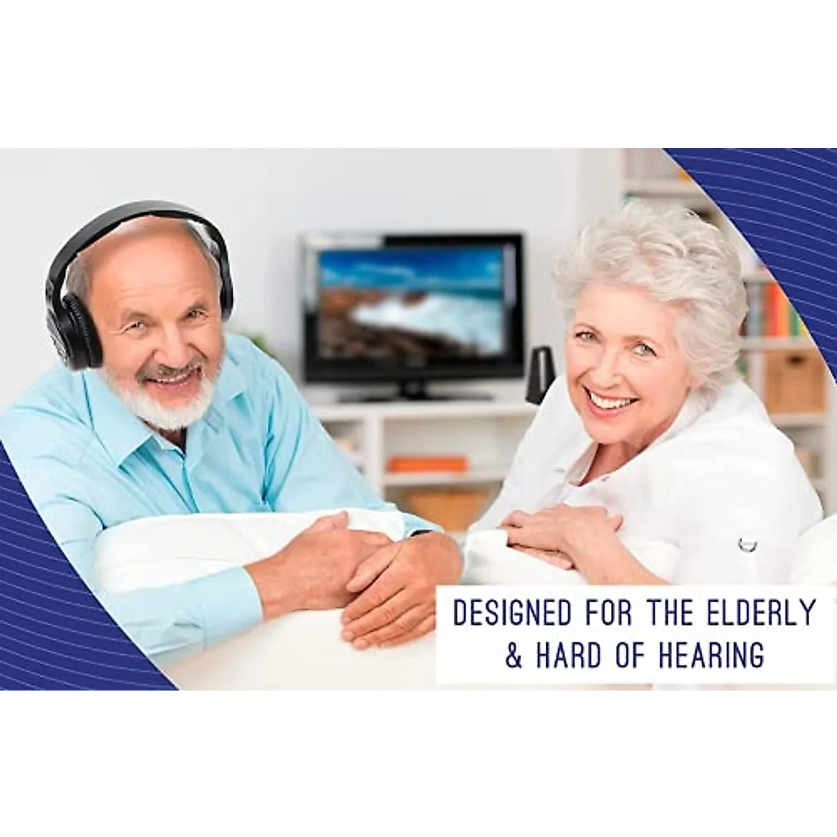 AudioRange Seniors & Hard of Hearing | Wireless TV Over-Ear Headphones Lightweight, Comfortable, Rechargeable TV Headphones, Television Hearing Device, No-Delay RF Headphone