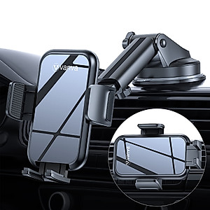 【Big Phones & Thick Case Friendly】 Universal Dashboard Phone Holder for Car, Cell Phone Holder for Car with Air Vent Clip Hands Free Clamp Cradle fit for All Smartphone iPhone Series