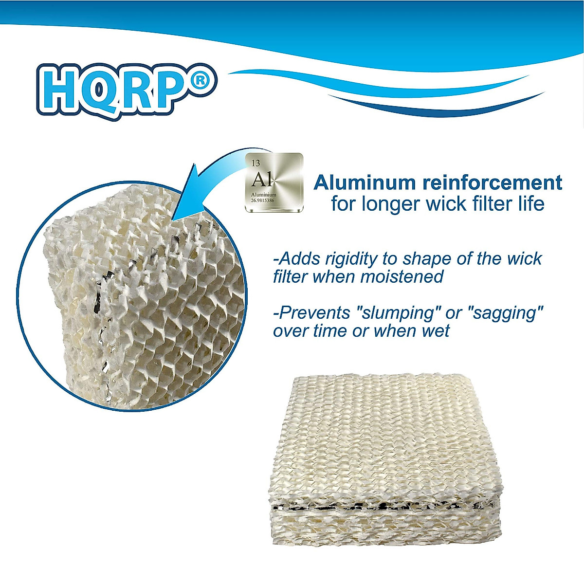 HQRP Wick Filter (2-pack) compatible with Duracraft DH803, DH804, DH805, DH806, DH807, DH810, DH815, DA1007 Natural Cool Moisture Humidifier, AC-809 D09-C AC-815 Replacement
