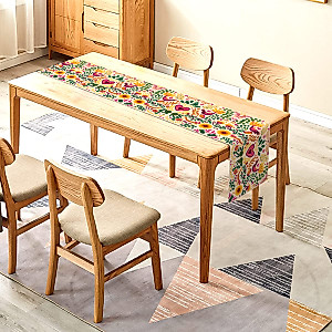 Sunwer Mexican Fiesta Table Runner Mexico Dia De Los Muertos Decoration Cinco De Mayo Party Supply Home Kitchen Dining Room Decor(13" x 72")