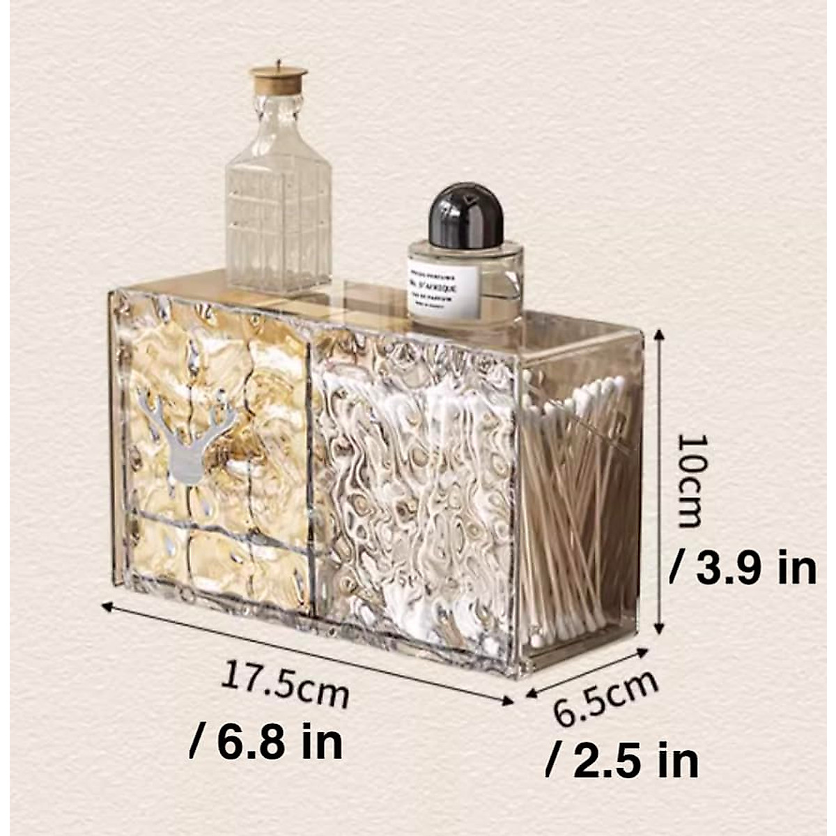 Remtavena Makeup Cotton Storage Box, No-Drill Wall-Mounted Shelf for Bathroom, Cotton Swab and Lipstick Holder, Light Luxury, High Aesthetics (White 2pcs)