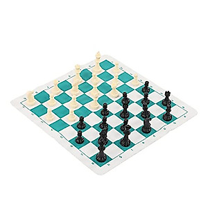 oceanside Chess Set, Portable Travel Chess Game Set Roll Up Chess Board Set for Family Gatherings Travel 3 Sizes(65mm)
