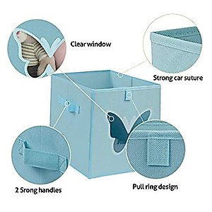 Homyfort Cube Storage Bins for kids 11x11 - Foldable Fabric Toy Box Clothes Storage Boxes Organizer with Clear Window for Pantry,Closet,,Bedroom,Butterfly Set of 4
