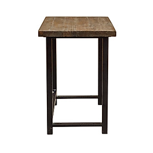 Alaterre Furniture Pomona 32" Small Metal and Solid Wood Desk, 32in. Wide, Brown