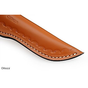 Ottoza Custom Handmade Brown 7" Leather Knife Sheath for 7 inch Blade for Bushcraft Knife - Hunting Knife - Camping Knife - Survival Knife - Fixed Blade Knives Vertical Carry/Cow-Buffalo Leather No:74