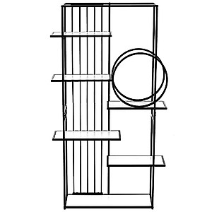 JIVOIT 70.9" Tall Open Bookshelf with Black Metal Frame, Industrial Style 6 Tiers Home Office Bookcase with Round Metal Frame Design, Book Shelves Storage Bookshelf Furniture