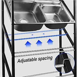 GRRICEPL Washing Hand Basin Display Rack, Kitchen Sink Commercial Shelves, Adjustable Width Universal Wheel Storage Rack，360° Swivel with Universal Wheels