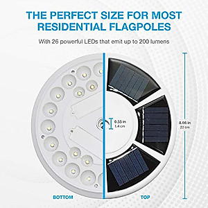 Vont Solar Flag Pole Light, Lasts 2X Longer Than Competition, Super Bright Flag Pole Lights, 100% Flag Coverage, Fits Most Flag Poles, Flag Pole Lights Solar Powered, Bright Energy Saving LEDs