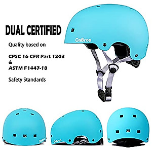Bike Helmet, OnBros Skateboard Helmets for Adults Men and Women, Scooter Bicycle Helmets for Adults, Adjustable Womens and Mens Adult Bike Helmet, Multi-Sport Helmet for Youth and Adults