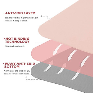 Non Slip, Pilates Fitness Mats, Eco Friendly, Anti-Tear 1/4" Thick Yoga Mats for Women, Exercise Mats for Home Workout with Carrying Sling (72"x24", Parfait Pink & Gray)