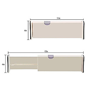 TREE.NB Drawer Dividers Organizer Closet Storage Drawer Organizers Adjustable Separators 4" High Expandable from 11-17" for Kitchen, Bedroom (4 Packs)