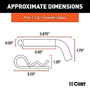 CURT 21403 Trailer Hitch Pin & Clip with Grooved Head, 1/2-Inch Diameter, Fits 1-1/4-Inch Receiver, Clear ZINC