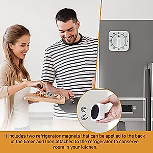 aGIOGIO 2-Pack Square 60 Minute Mechanical Kitchen Timer,Chef Cooking Timer Clock with Loud Alarm,No Batteries Required - Kitchen Learning Management Timer Magnetic Backing with Fridge Magnets
