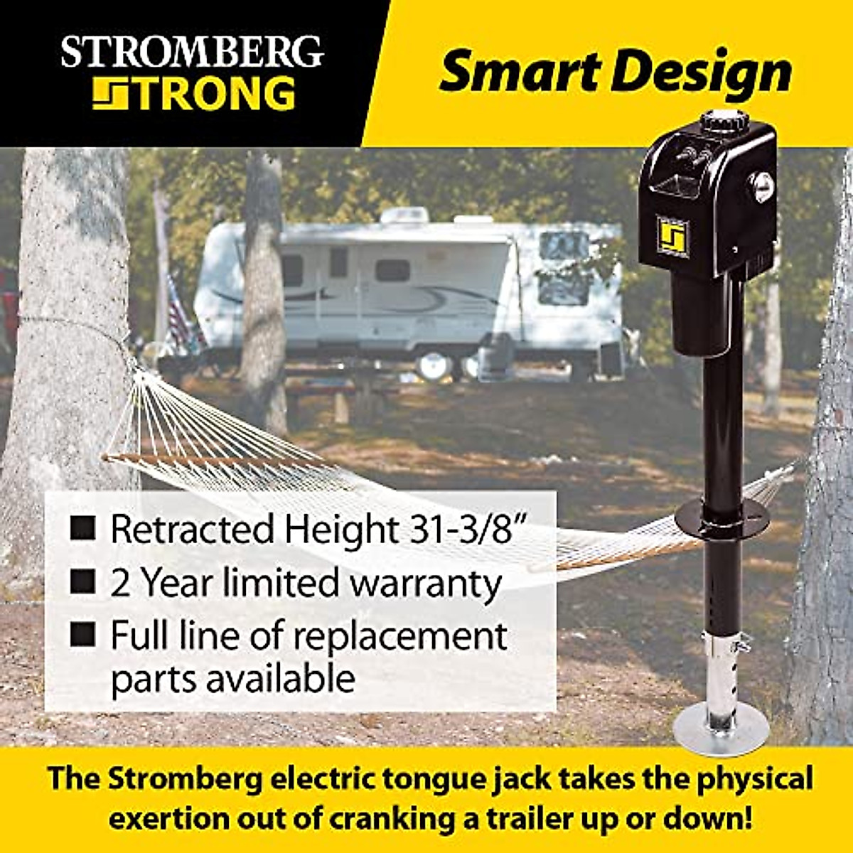 Stromberg Carlson JET-3555 White 3500 lb. Electric Tongue Jack with Light