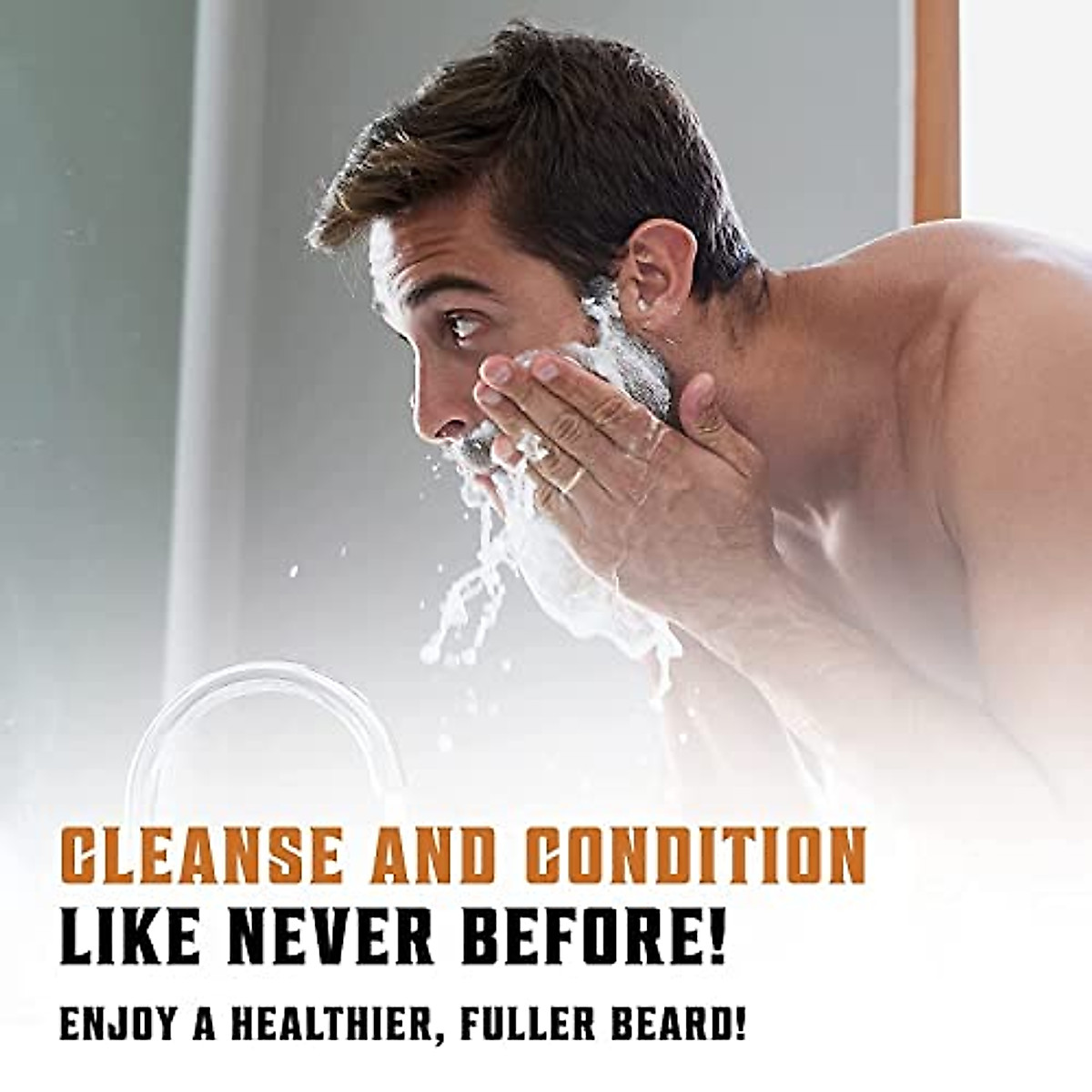 Beard Wash & Beard Conditioner Set w/Argan & Jojoba Oils - Softens & Strengthens - Natural Sandalwood Scent - Beard Shampoo w/Beard Oil (17 oz)