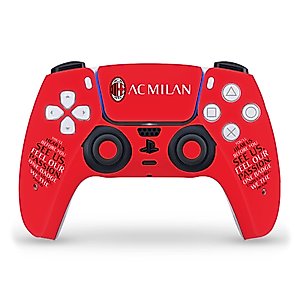 Head Case Designs Officially Licensed AC Milan Typography Art Vinyl Faceplate Sticker Gaming Skin Decal Cover Compatible With Sony PlayStation 5 PS5 DualSense Controller