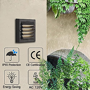 ZONK Step Lights Outdoor Indoor 120V, Waterproof LED Wall Mount Stair Lights, Plastic Landscape Staircase Deck Lighting, 4000K, Black Finish