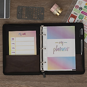 Samsill Vintage Hardback Mini 3 Ring Zipper Binder, Professional Binder Organizer, Planner, 1 Inch Capacity, Faux Leather, 5.5 x 8.5 Inch Documents, Brown