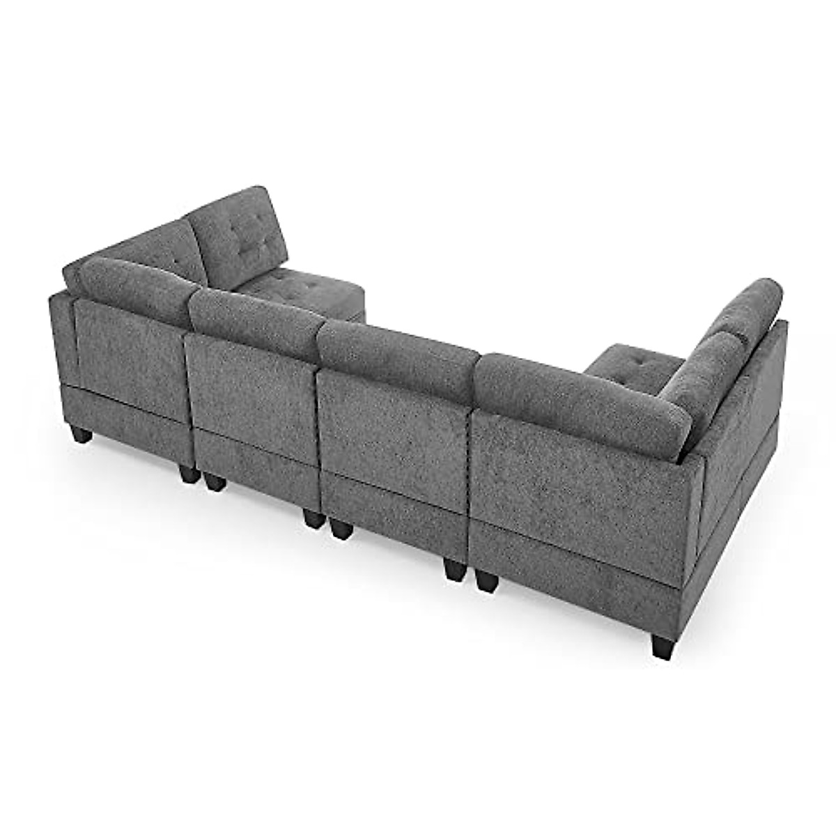 FULife Free Combination Modular Sofa Reversible Sectional Couch Oversized U Shaped Sofá Upholstery Deap Seat Sleeper Couches Bed with Storage for Living Room Spacious Space,4 Single Chairs,2 Corners