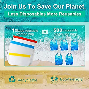 16 Pack Reusable Food Storage Bags BPA FREE,Leakproof Silicone Freezer Bags for Lunch Marinate Food Travel - 4 Gallon 6 Sandwich 6 Snack Bags