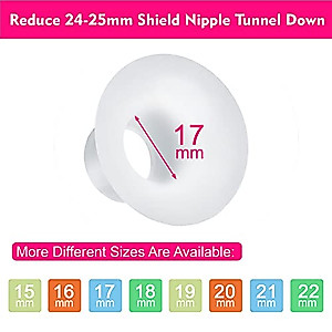 Durceler 17mm Silicone Flange Inserts Compatible with Medela/for Spectra S1 S2 / Elvie/Willow go/Momcozy S12/ TSRETE 24mm Breast Pump Shields or Freemie 25mm; Reduce Nipple Tunnel Down to 17mm