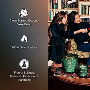 Voluspa Noble Fir Garland, 3 Wick Hearth Candle, 38 oz, 80 Hour Burn Time, Coconut Wax Blend, Christmas Scented Candles for Home, Poured in The USA